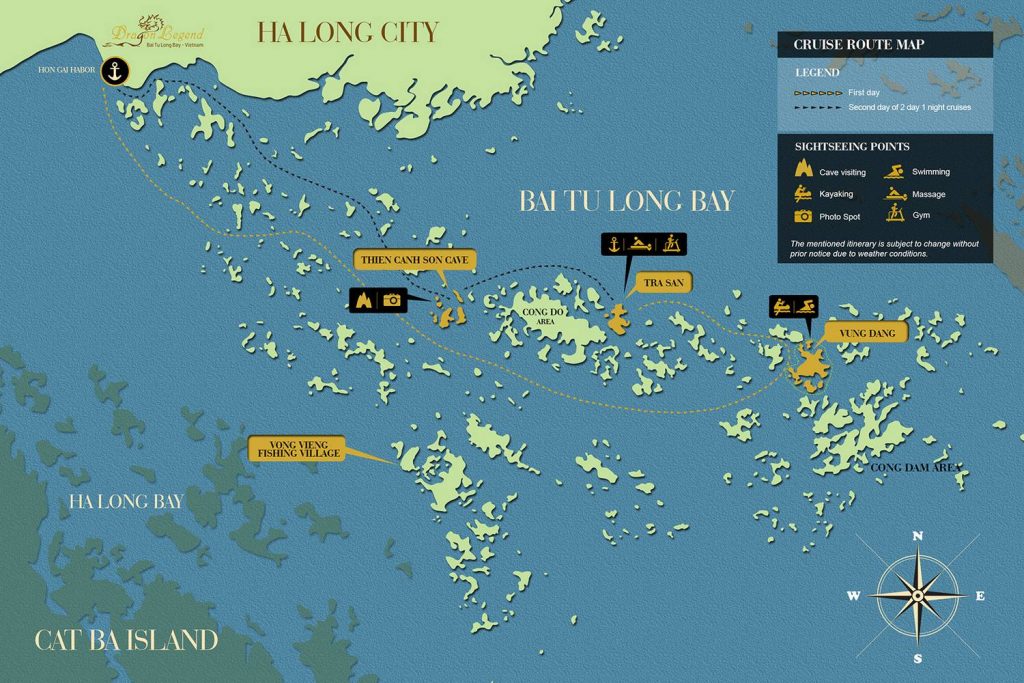 Bai Tu Long Travel Map: Map of Bai Tu Long bay Cruise & Tours