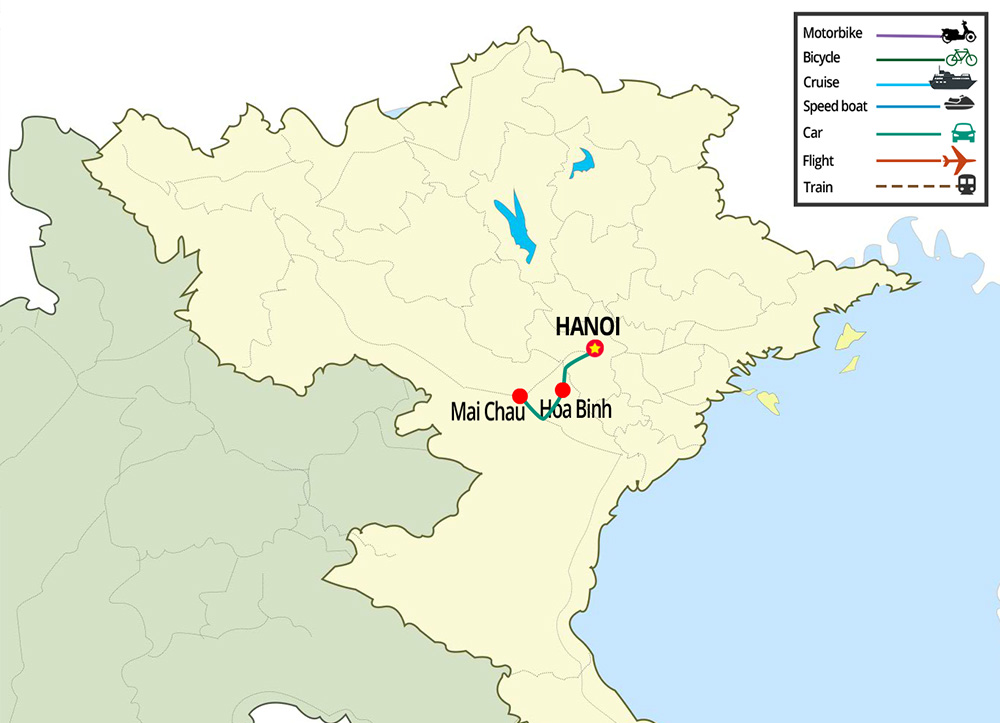 Mai Chau Travel Map, Way to travel & tour to Mai Chau