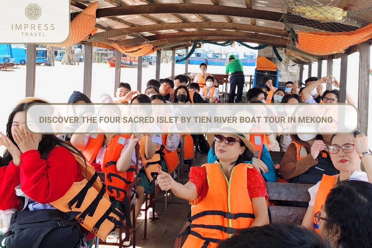 Tien River Mekong tours visit the Four Sacred Islet by boat