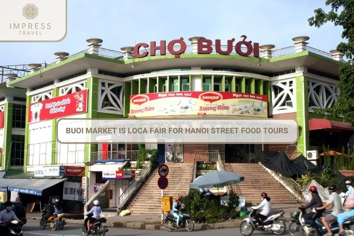 Local fair of Street food Hanoi tours visit Buoi Market